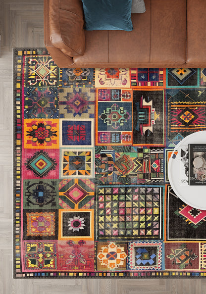 Cassian Boho Patchwork Rug | Rugette