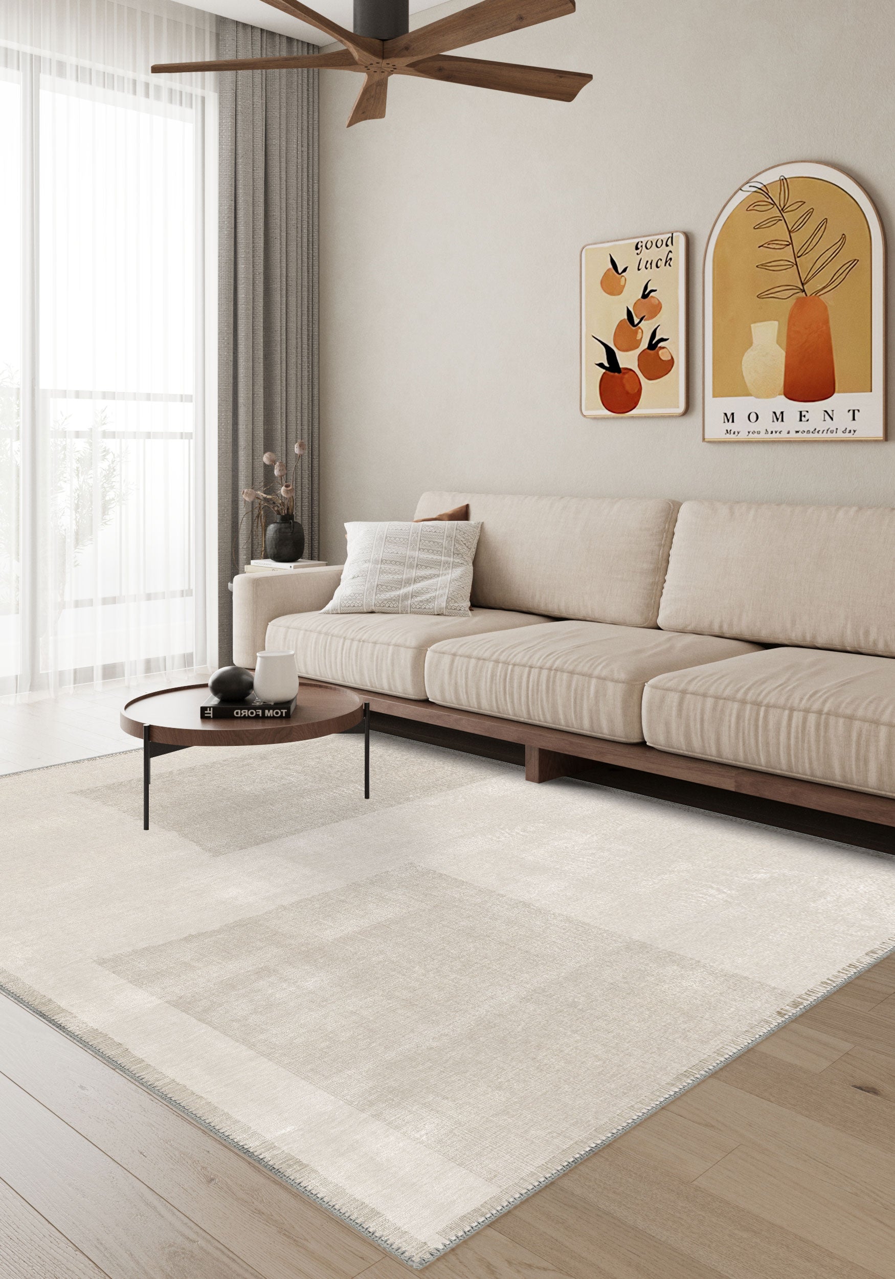 Aisling Neutral Washable Rug Rugette Beige Rug