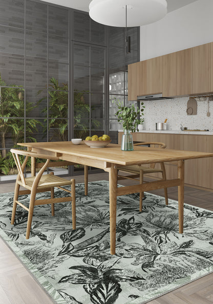 Liora Floral Green Rug | Rugette