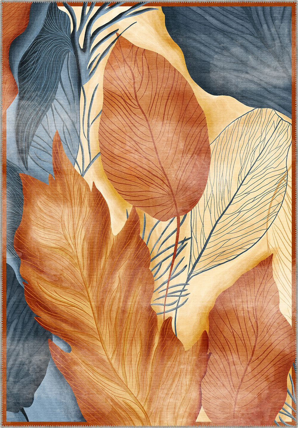 Althea Orange Floral Rug | Rugette Washable Rug