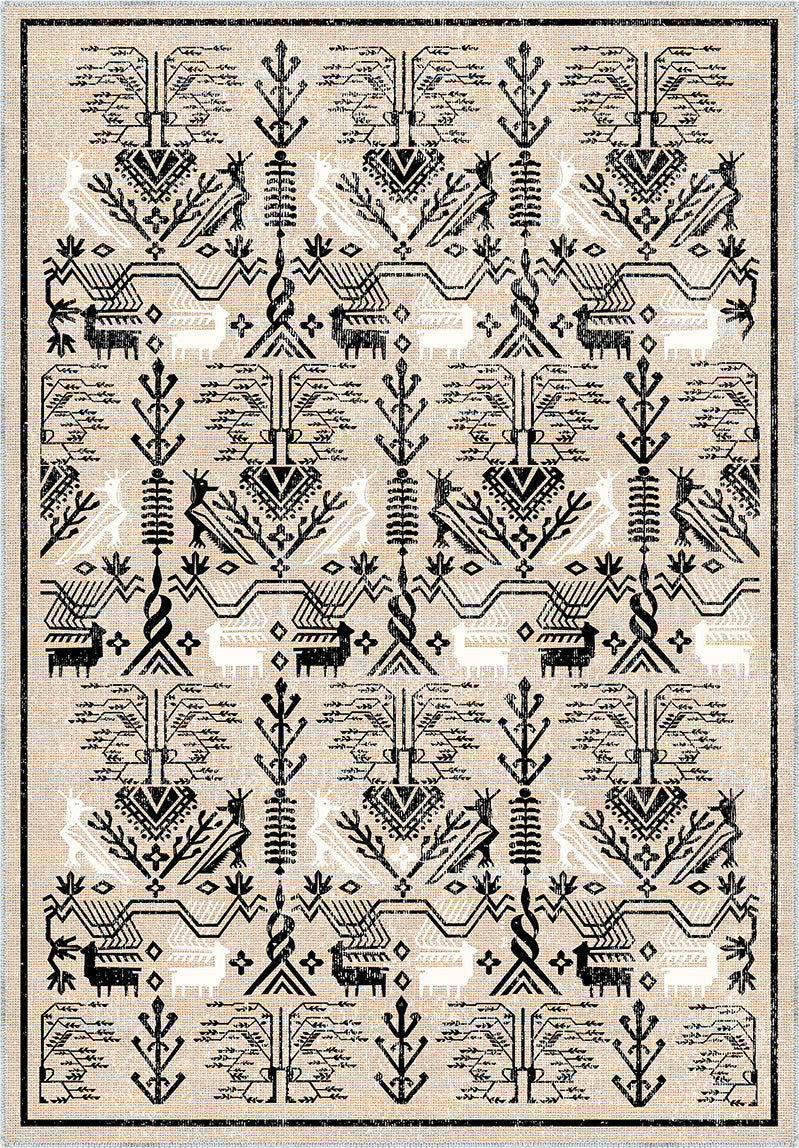 Jayden Cream Vintage Washable Rug | Rugette Boho Rug