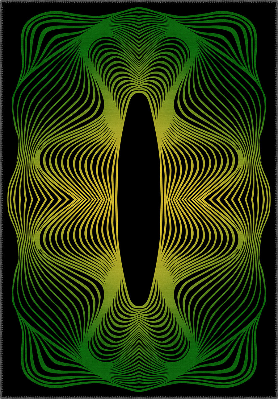 Optio Black Green Futuristic Rug | Rugette Contemporary Rug