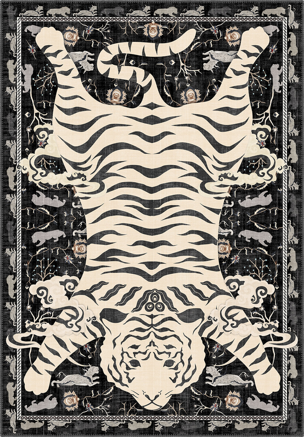 Tashi Black and White Tiger Pelt Rug | Rugette Asiatic Rug