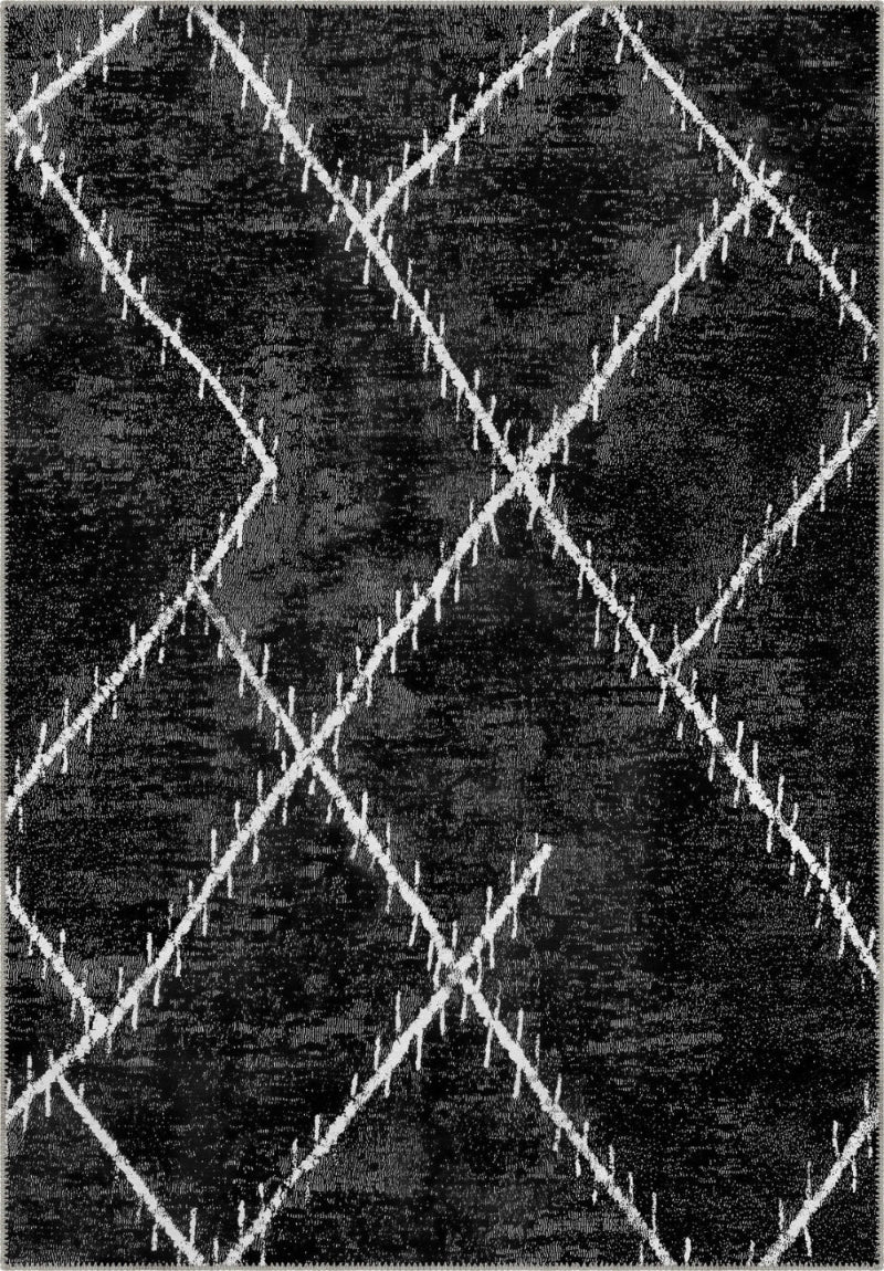 Freya Black Geometric Rug | Rugette