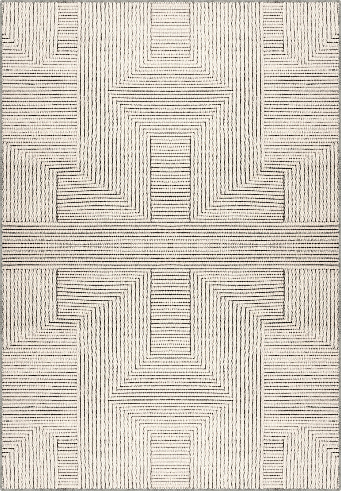 Theron Geometric Beige Rug | Rugette