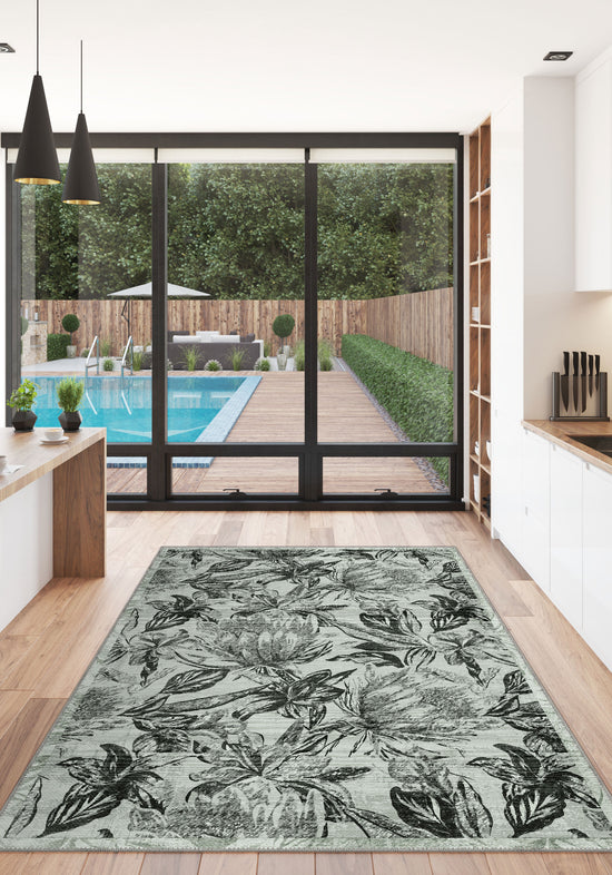 Liora Floral Green Rug | Rugette