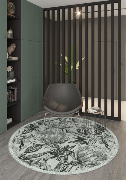 Liora Floral Green Rug | Rugette