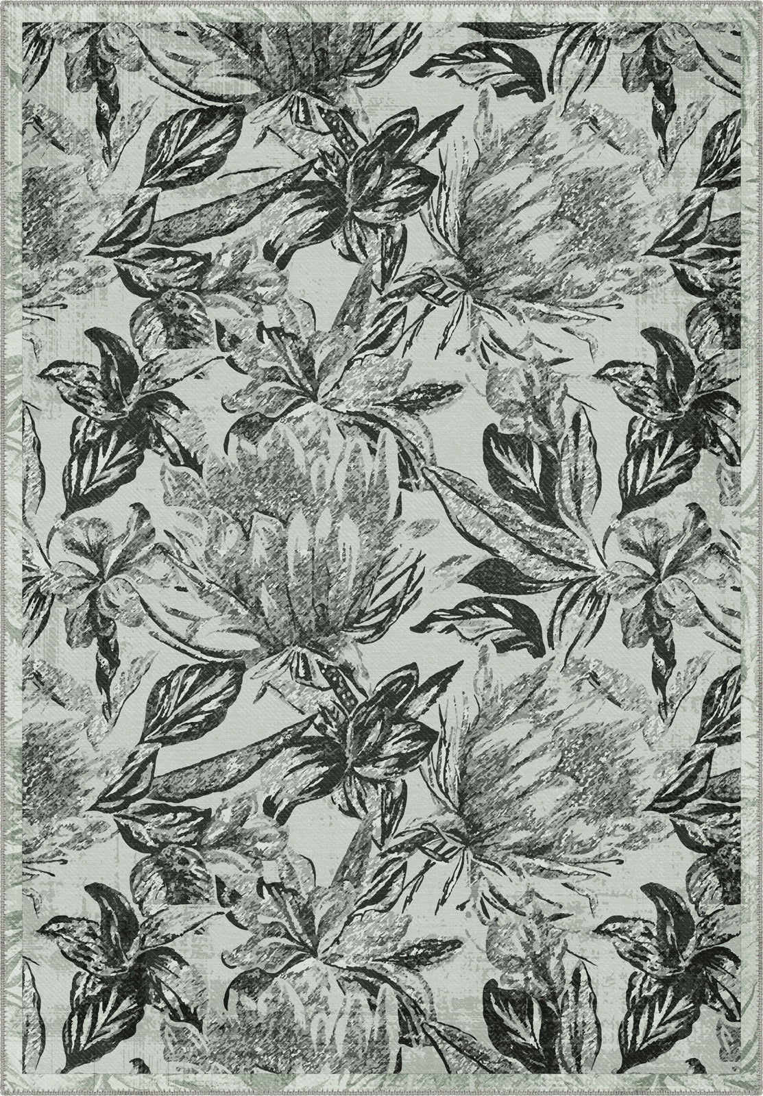 Liora Floral Green Rug | Rugette
