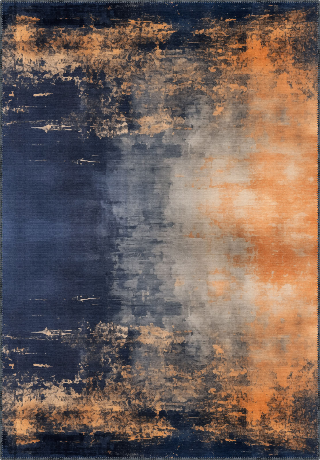 Gabriella Blue Orange Abstract Washable Rug | Rugette