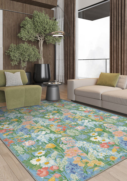 Spring Garden Floral Rug | Rugette Washable Rug